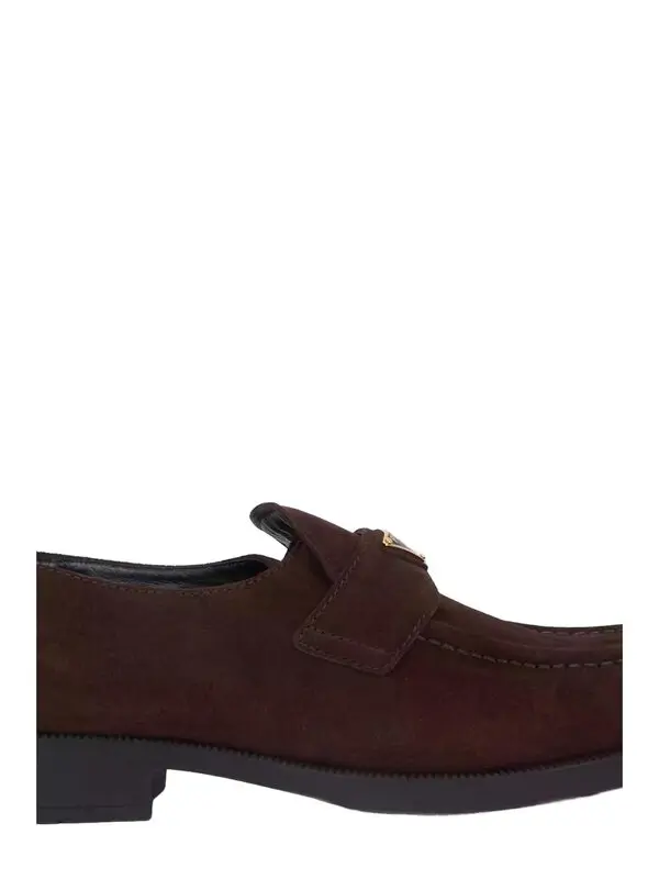 Prada Logo-plaque Suede Loafers - Brown