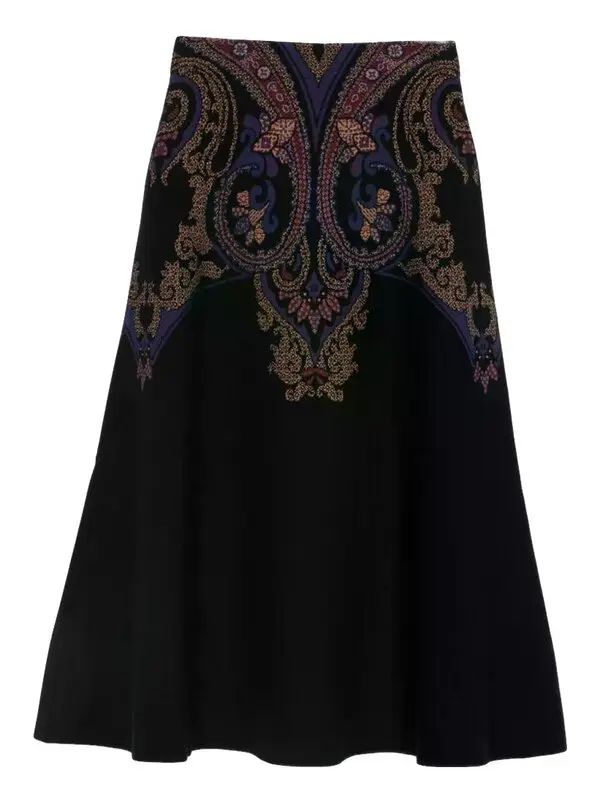 Etro Paisley-pattern A-line Midi Skirt - Black