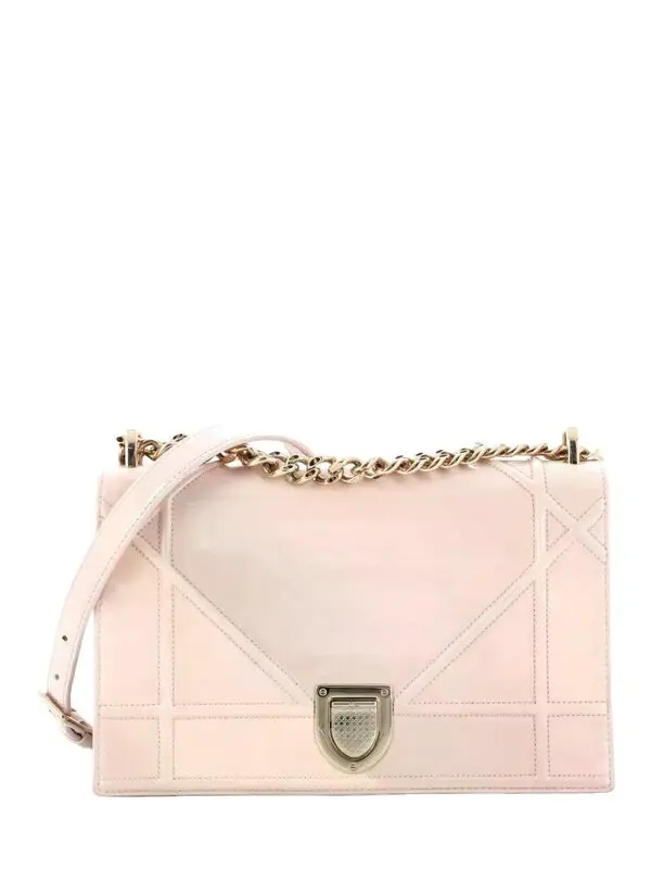 Dior Diorama Flap Bag Patent Medium Shoulder Bag - Neutrals