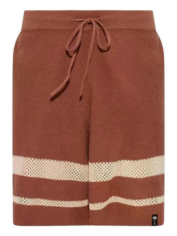 Palm Angels Stripe-detail Knitted Shorts - Brown