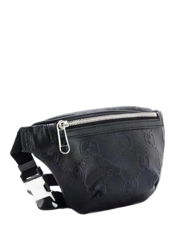 Gucci Gg Embossed Perforated Leather Small Belt Bag - Black