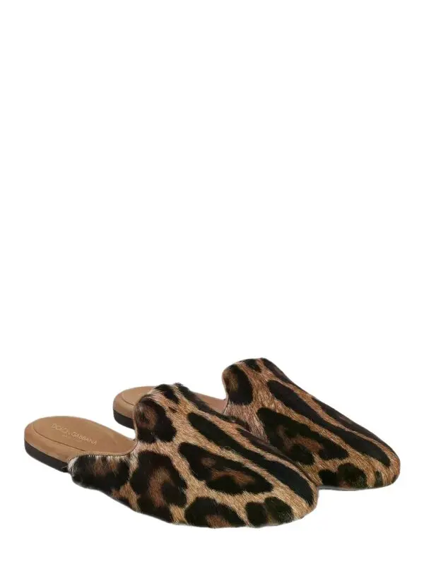 Dolce & Gabbana Leo Kid-leather Mules - Brown