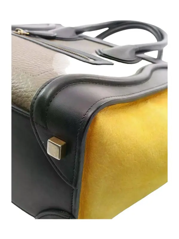 Celine 2010-2015 Micro Tricolor Leather Luggage Tote Bag - Black