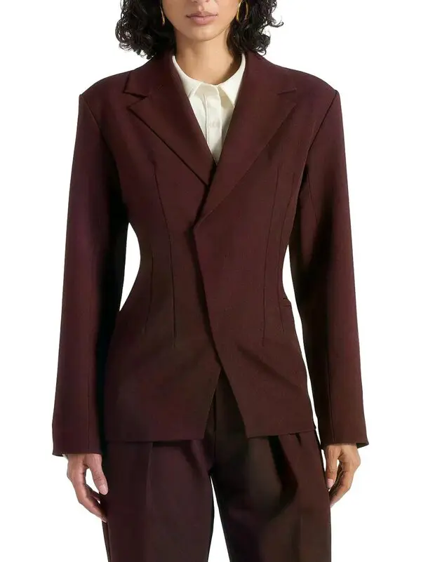 Manière De Voir Beatrice Tailored Cinched Blazer Wine - Red