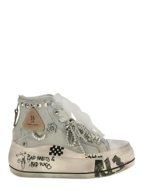 R13 Embellished Distressed Sneakers - Blue