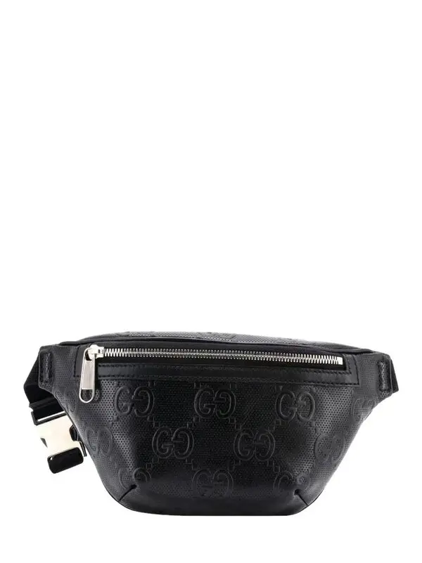 Gucci Gg Embossed Perforated Leather Small Belt Bag - Black