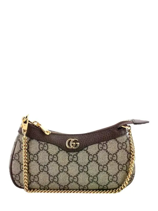 Gucci Ophidia Charm Shoulder Bag Gg Coated Canvas With Leather Mini Crossbody Bag - Brown