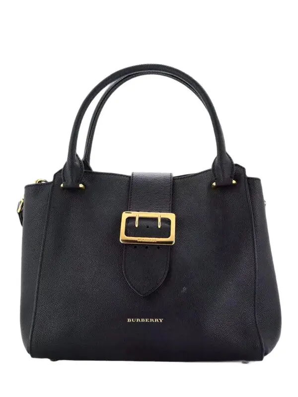 Burberry Buckle Leather Medium Tote Bag - Black