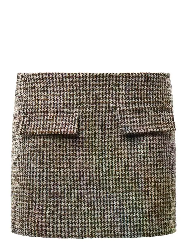 DONDUP Houndstooth-pattern Flap-pocket Skirt - Brown