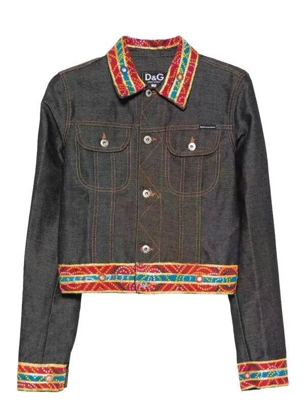 Dolce & Gabbana 2000s Embroidered Denim Jacket - Blue