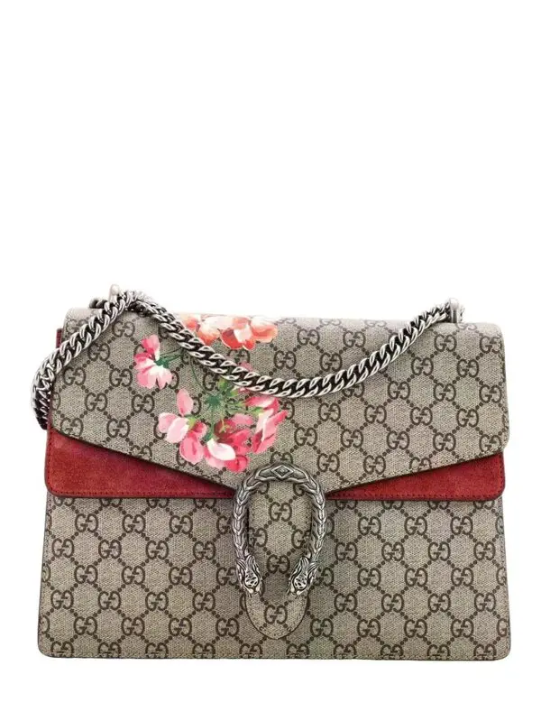 Gucci Dionysus Bag Blooms Print Gg Coated Canvas Medium Shoulder Bag - Brown