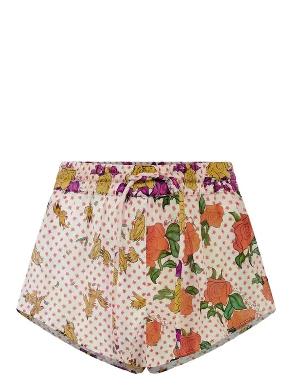 DONDE ESTEBAN Floral-print Cotton Shorts - Neutrals