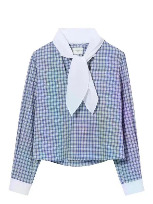 Claudie Pierlot Checked Pussy-bow Top - Blue