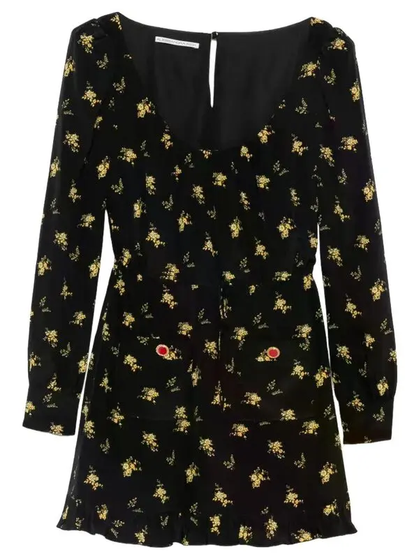 Alessandra Rich Floral-print Silk Mini Dress - Black