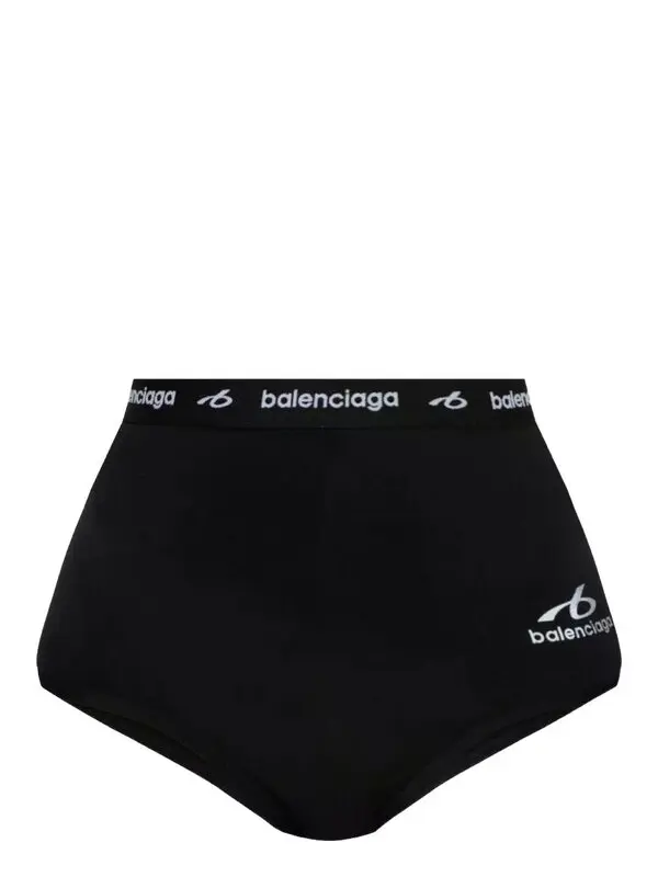 Balenciaga Logo-print High-waisted Mini Shorts - Black