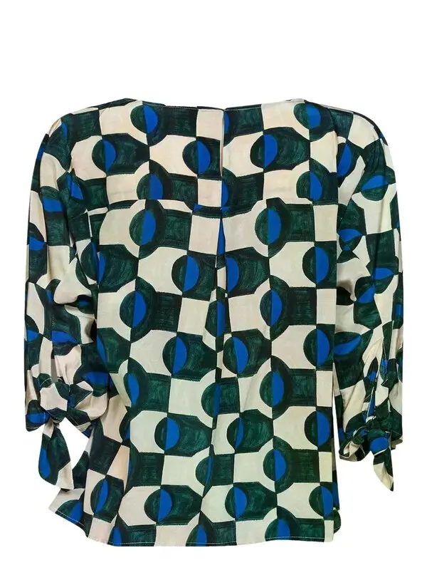Max Mara Geometric-print Bow-detail Blouse - Neutrals