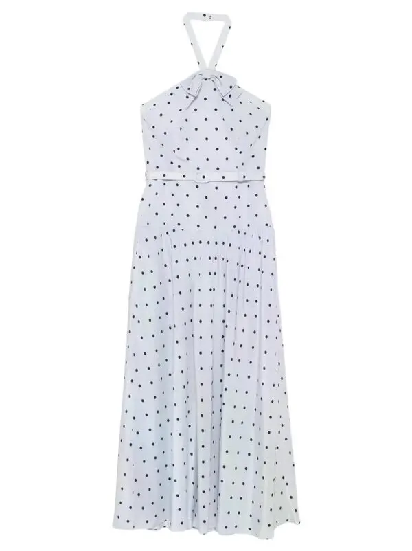 Alessandra Rich Polka-dot Halter-neck Midi Dress - Blue