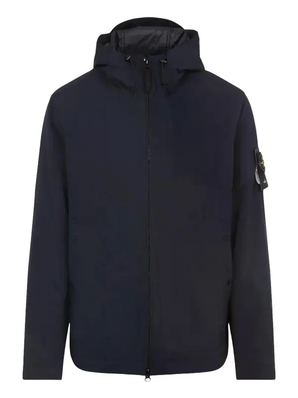 Stone Island Hooded Logo-patch Jacket - Blue