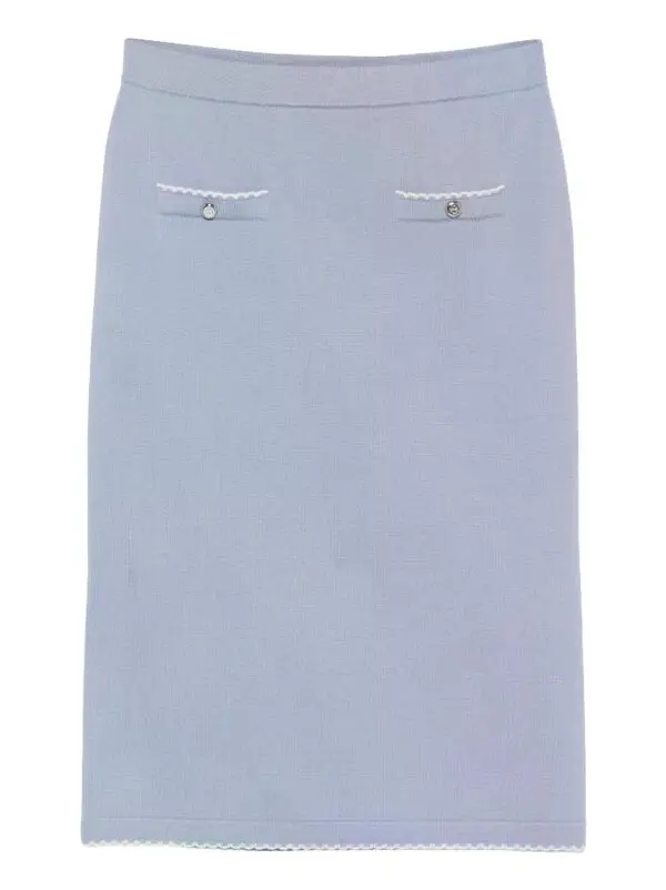 Tory Burch Scalloped Wool Skirt - Blue