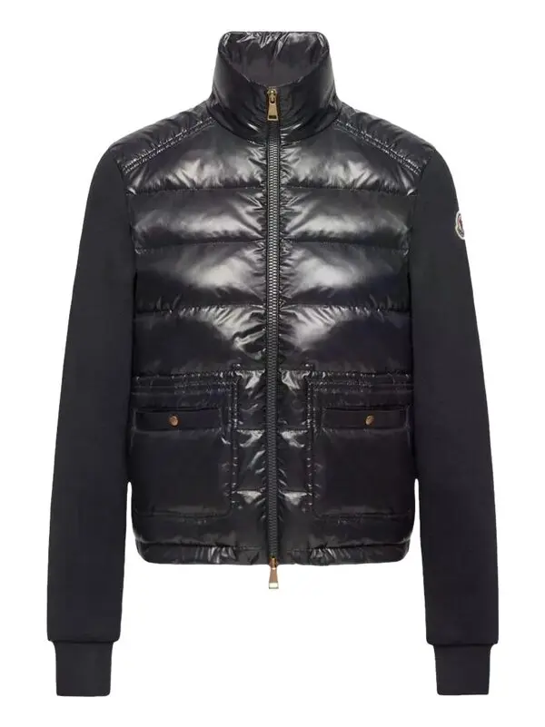 Moncler Quilted-panel Zip-up Jacket - Black