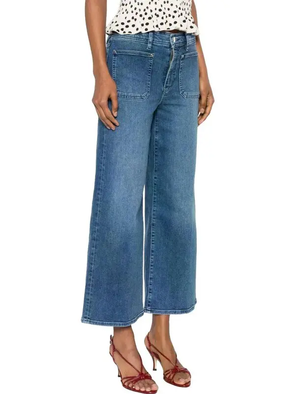 FRAME Le Slim Palazzo Crop Patch-pocket Jeans - Blue