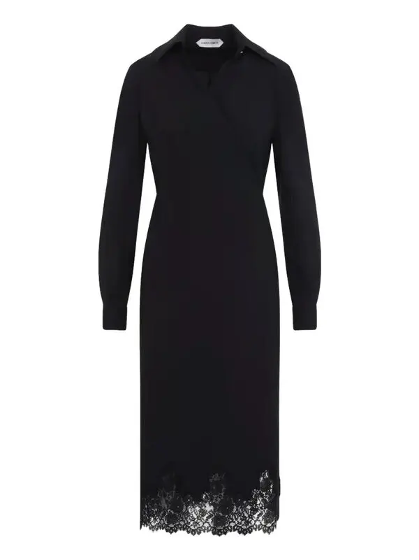 Alberta Ferretti Midi Lace-trim Wrap Dress - Black