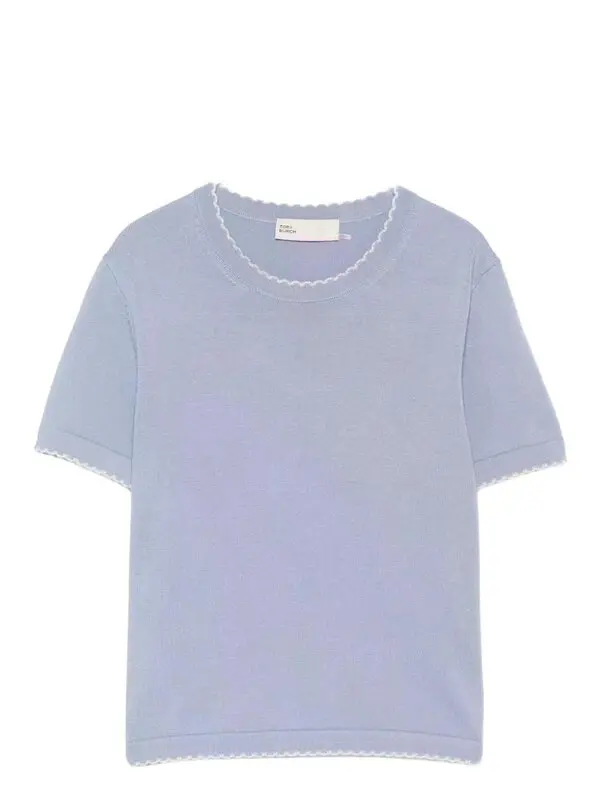 Tory Burch Scalloped Wool Top - Blue