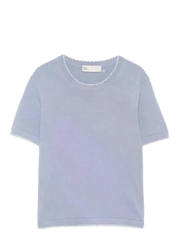 Tory Burch Scalloped Wool Top - Blue