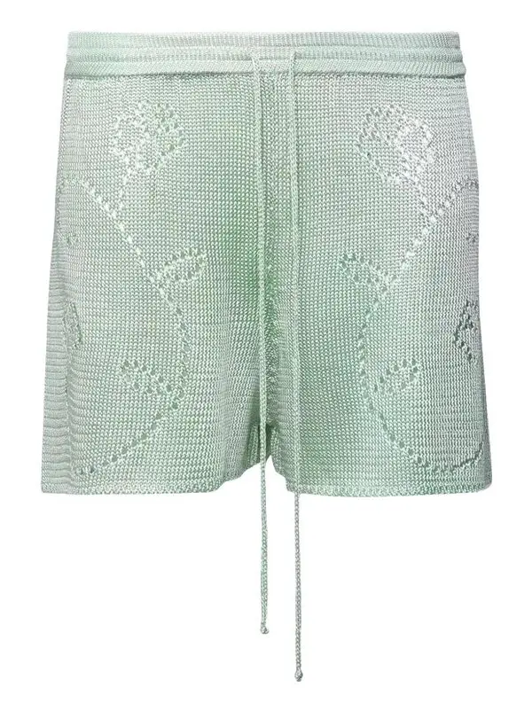 Calle Del Mar Ivy Pointelle-knit Shorts - Green