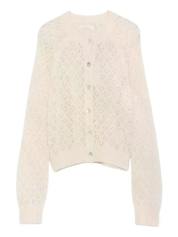 DÔEN Petra Pointelle-knit Cardigan - Neutrals
