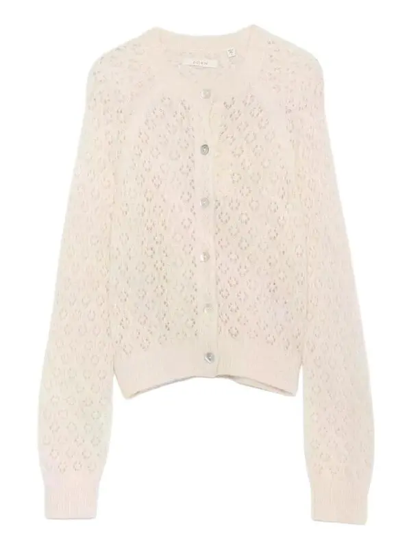 DÔEN Petra Pointelle-knit Cardigan - Neutrals