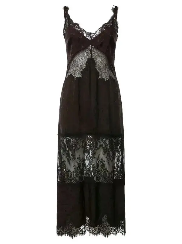 Pinko Midi Lace-trim Floral-jacquard Dress - Brown