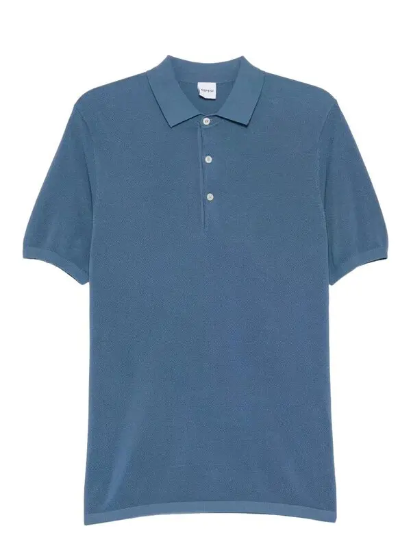 Aspesi Garment-dyed Pique-stitch Polo - Blue