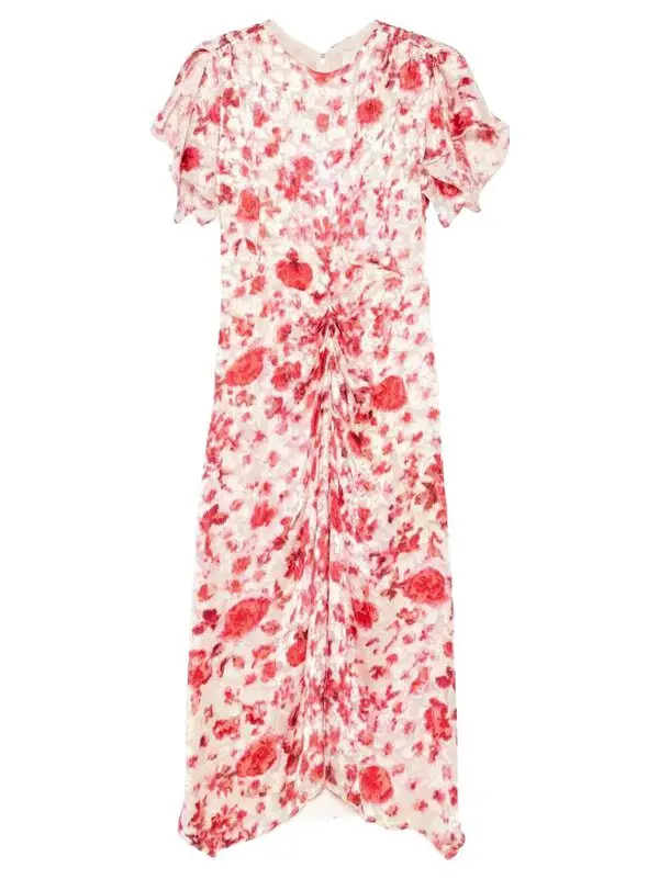 Isabel Marant Étoile Herva Floral-print Twisted-detail Midi Dress - Neutrals