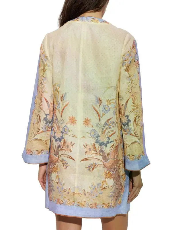 Zimmermann Indra Floral-print Lace-up Mini Dress - Neutrals