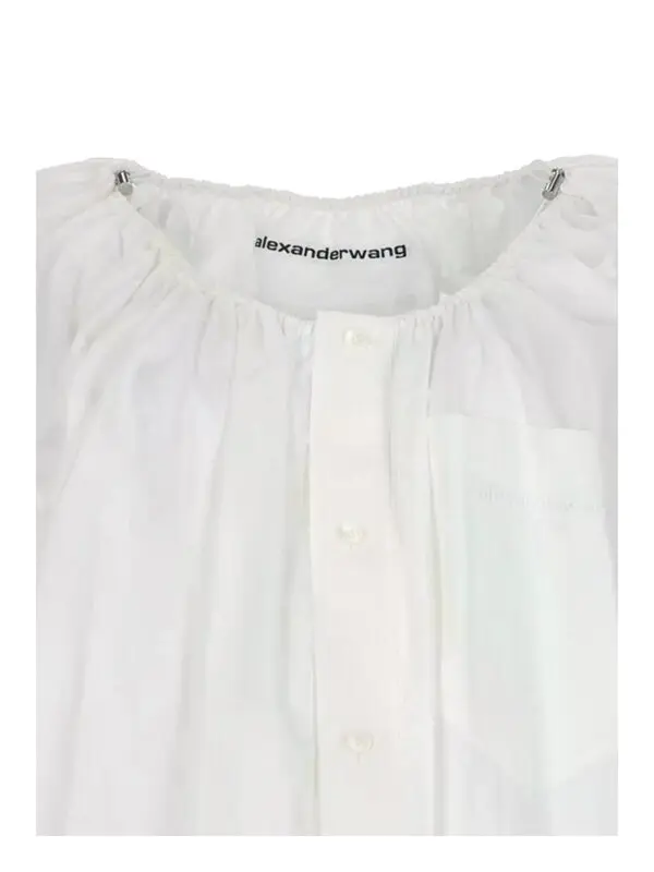 Alexander Wang Ruched-neck Mini Shirt Dress - White