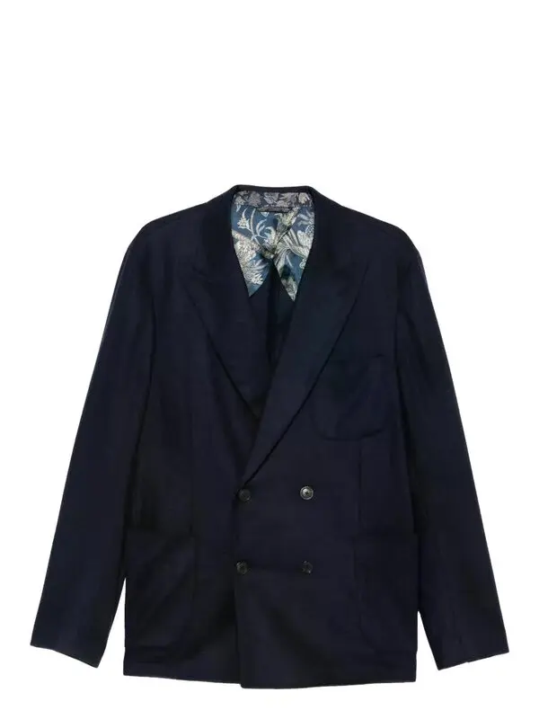 Etro Double-breasted Peak-lapel Blazer - Blue