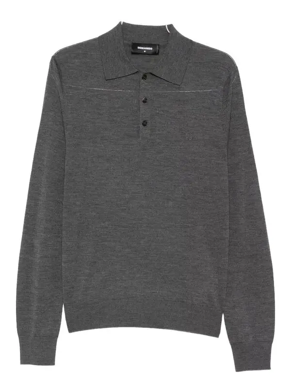 Dsquared2 Upside Down Long-sleeve Polo Shirt - Grey