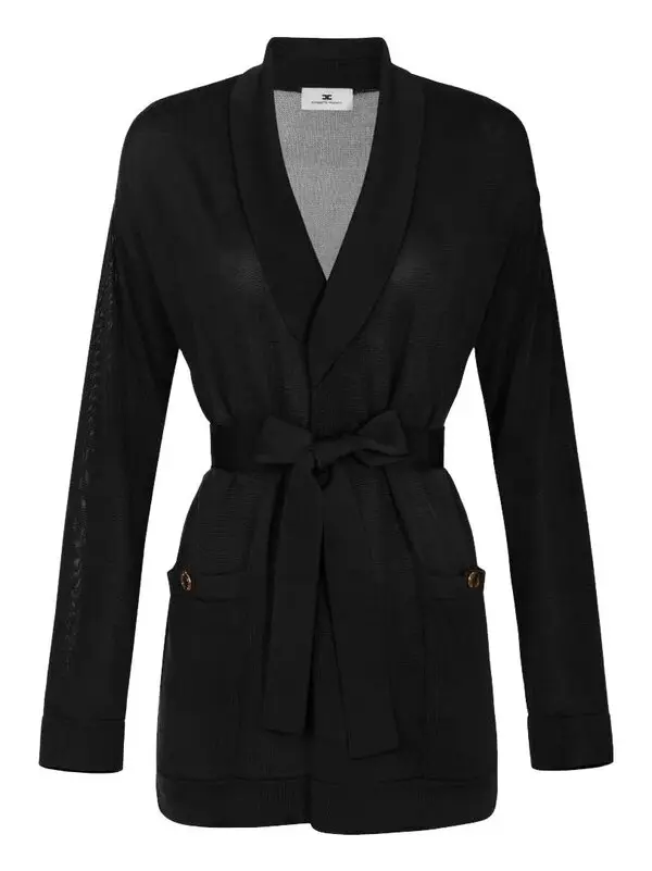 Elisabetta Franchi Viscose Yarn Cardigan With Shawl Collar - Black