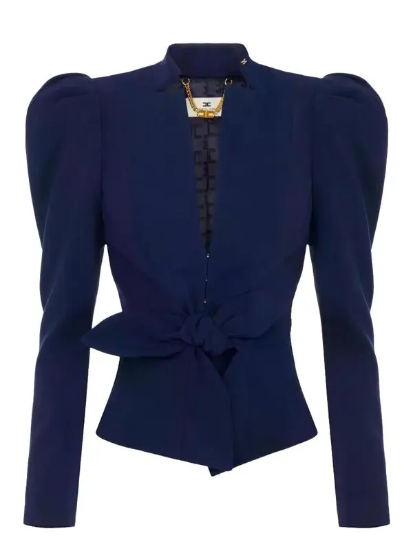 Elisabetta Franchi Lightweight Crêpe Jacket With Bow - Blue