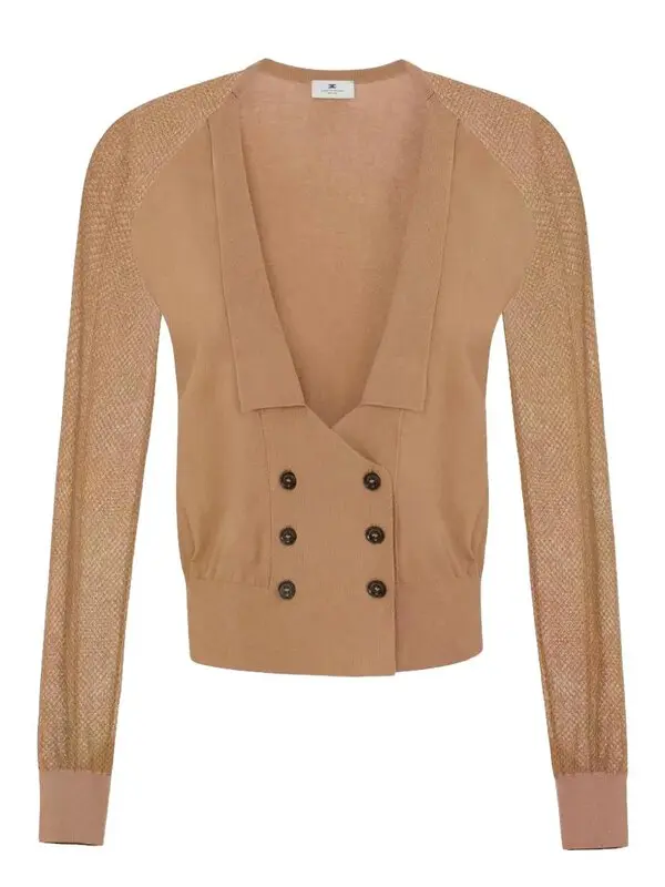 Elisabetta Franchi Knit And Mesh Cardigan - Neutrals