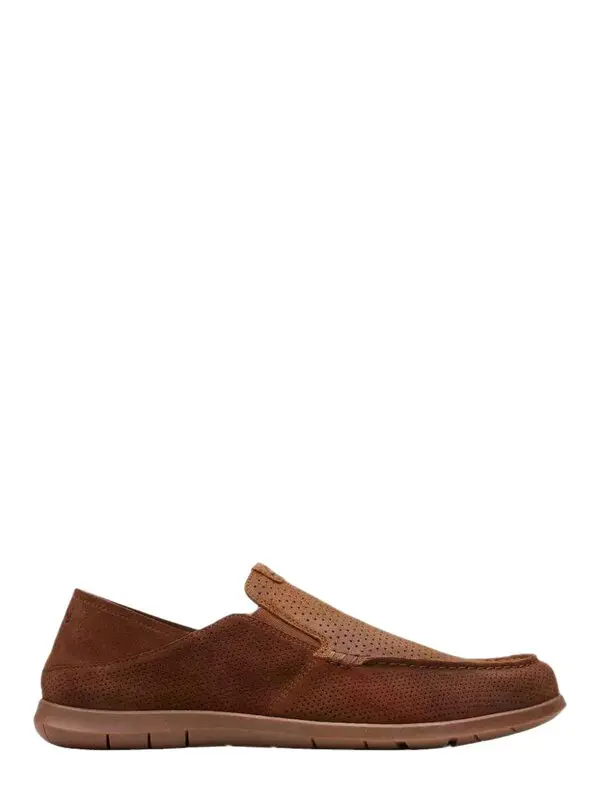 Clarks Flexway Easy Perforated Suede Loafers - Brown