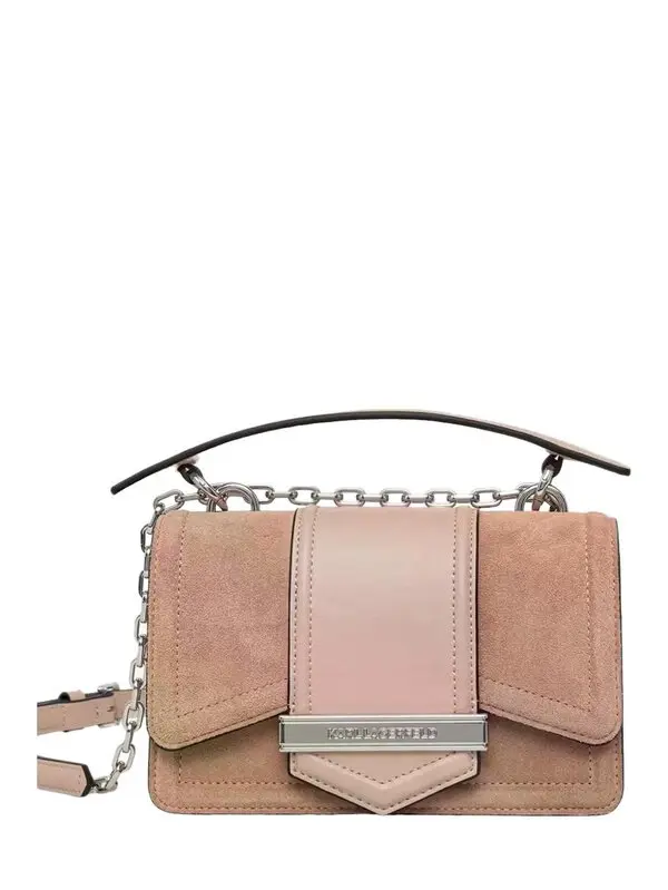 Karl Lagerfeld Suede Leather Shoulder Bag - Neutrals