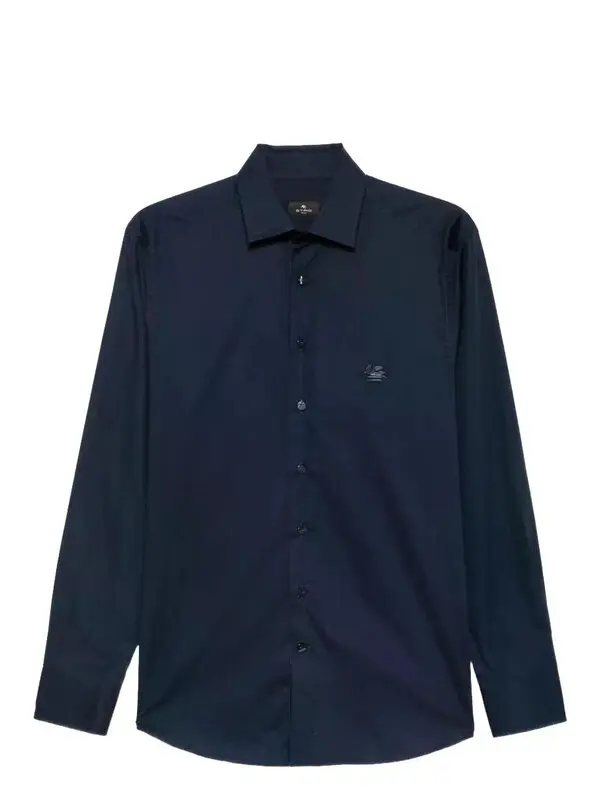 Etro Logo-embroidered Button-down Shirt - Blue