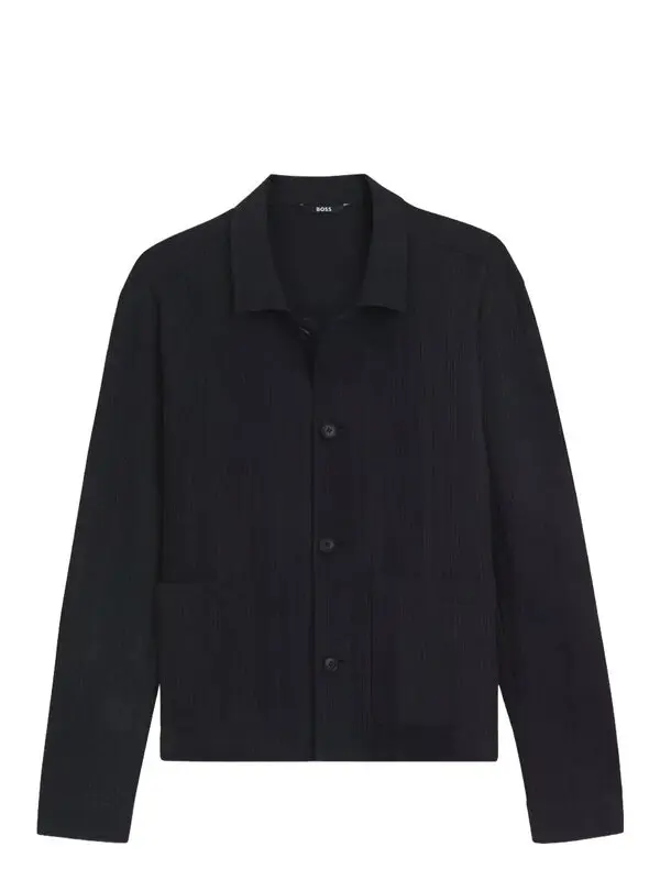 BOSS Textured Button-up Shirt Jacket - Black