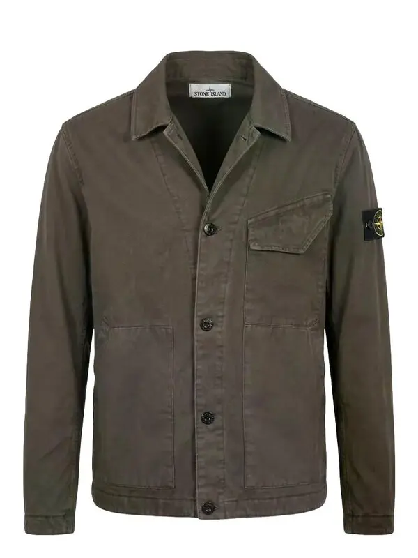 Stone Island Logo-patch Button-up Jacket - Grey