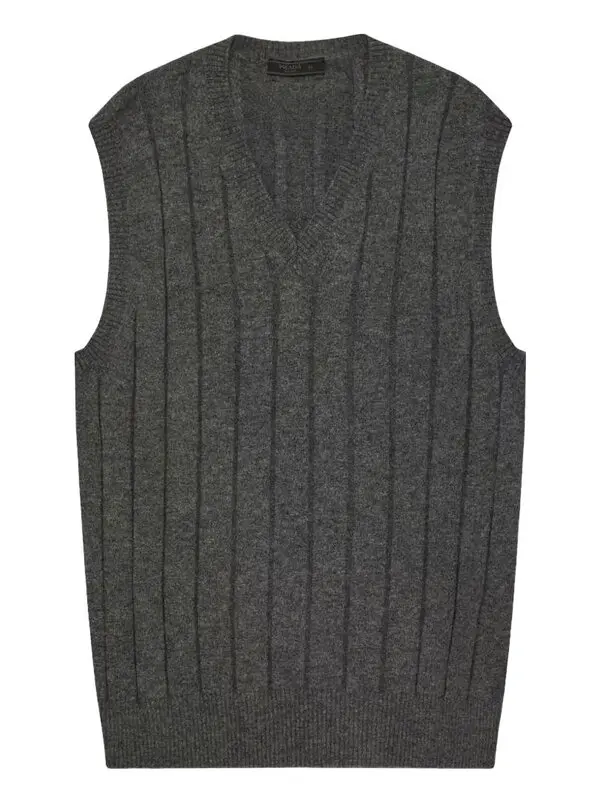 Prada Ribbed-knit V-neck Vest - Grey