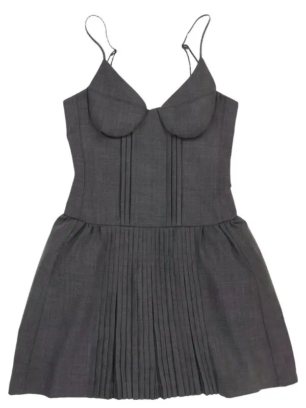 SHUSHU/TONG Pleated Cupped Mini Dress - Grey
