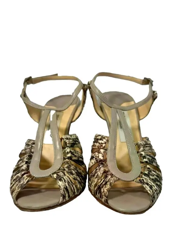JIMMY CHOO Embossed Strappy Sandals - Neutrals