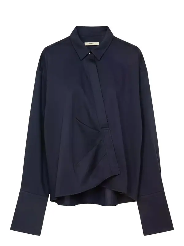 ODEEH Pleated Long-sleeve Shirt - Blue